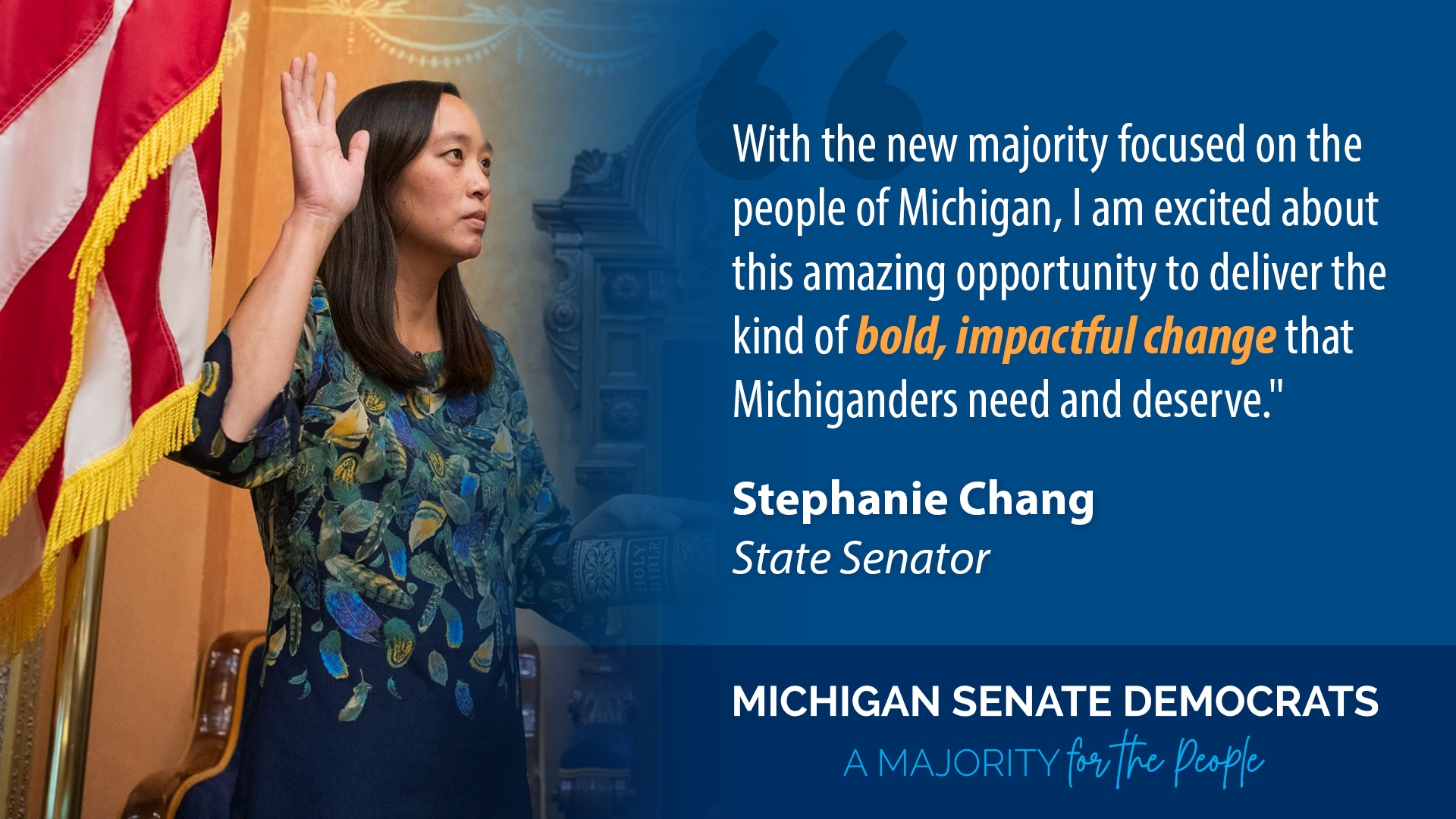 Sen. Chang Statement on Being Sworn Into 102nd Michigan Legislature ...